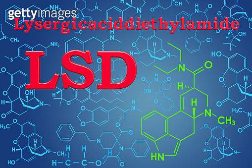 Lysergic acid diethylamide (LSD). Chemical formula, molecular structure ...