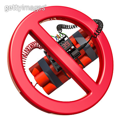 Prohibition sign with TNT bomb explosive with digital countdown timer ...
