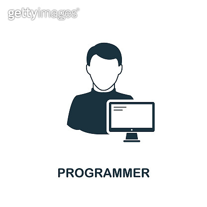 Programmer icon. Monochrome style design from professions icon collection. UI. Pixel perfect ...