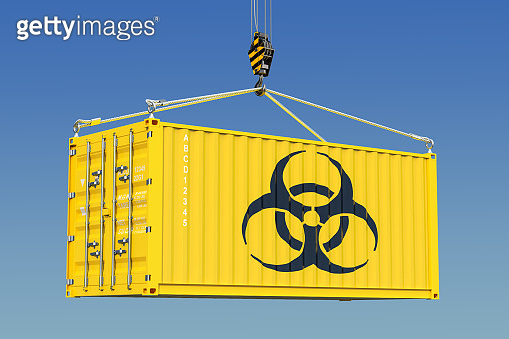 Cargo container with bio-hazard waste concept. 3D rendering 이미지 ...