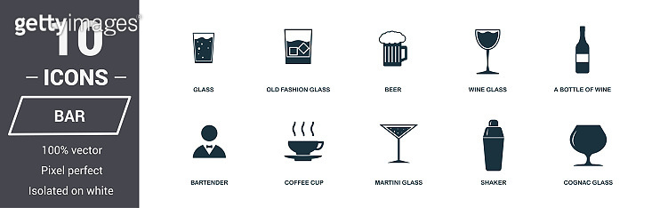 Bar icon set. Premium quality symbol collection. Bar icon set simple ...