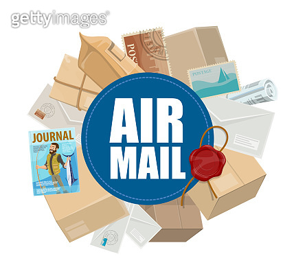 Air mail, letters and parcels in vector 이미지 (1062328888) - 게티이미지뱅크