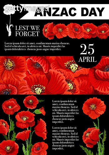Anzac Day Lest We Forget poppy vector poster (935947400) 일러스트, 무료 일러스트 ...