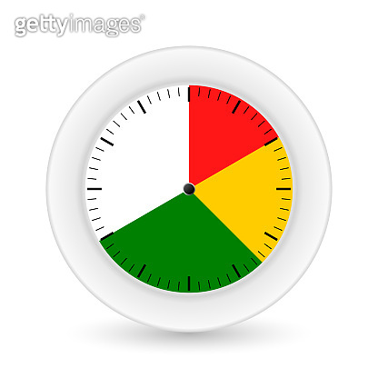 Clock on a white background with bright sectors. Vector illustrations ...