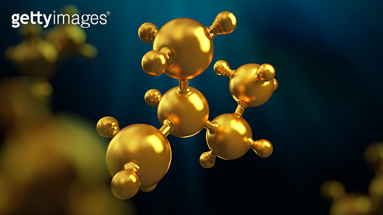 3D illustration of abstract gold molecule background 이미지 (1026635956 ...