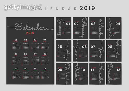 Cursive design calendar mockup 이미지 (1083906724) - 게티이미지뱅크