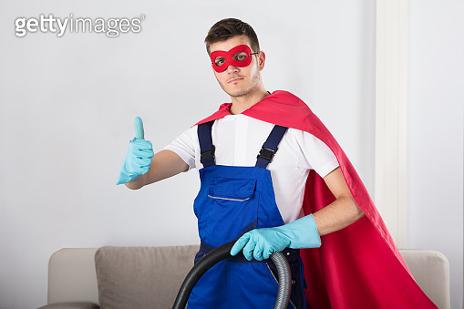Superhero Janitor Showing Thumb Up 이미지 (928081744) - 게티이미지뱅크