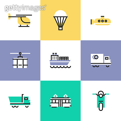 Various transportation pictogram icons set 이미지 (933217552) - 게티이미지뱅크