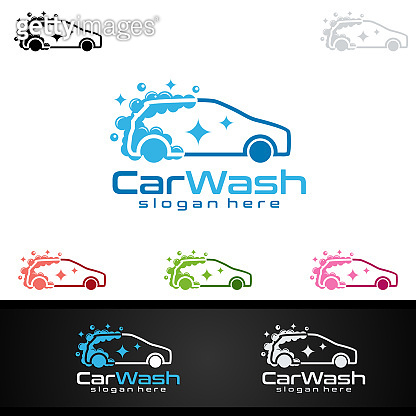 Car Wash Symbol, Cleaning Car, Washing and Service Vector Symbol Design ...