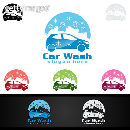 Car Wash Symbol, Cleaning Car, Washing and Service Vector Symbol Design ...