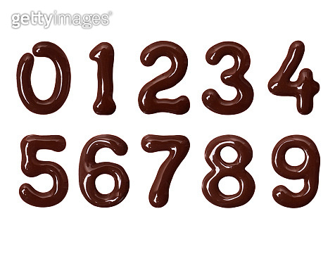 Numbers made of melted chocolate in high resolution (part 2. Numbers ...