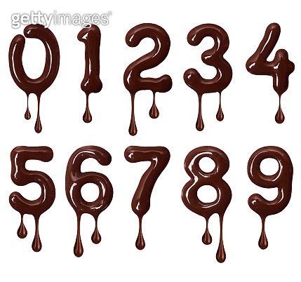 Numbers made of melted chocolate with drops in high resolution (part 2 ...