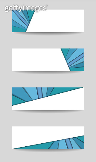 Four banners. Set of headers, footers in blue-green, teal tones. Vector ...