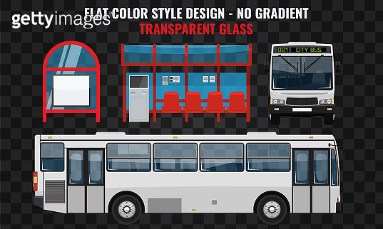White bus. Side and front view. Cool modern flat design public ...