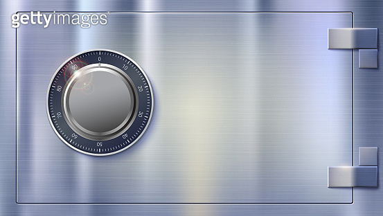 Safety Deposit box for storing money. Safe lock on metal surface with ...