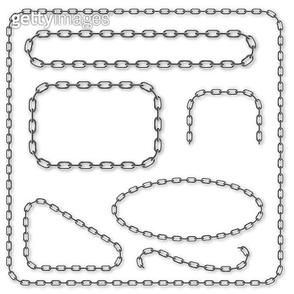 Vector realistic chain set. Set for creating frames, dividers with ...