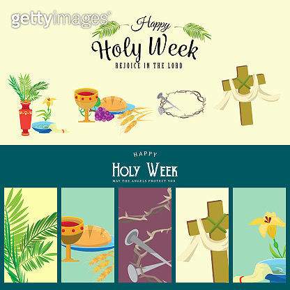 Set for Christianity holy week before easter, Lent and Palm or Passion ...