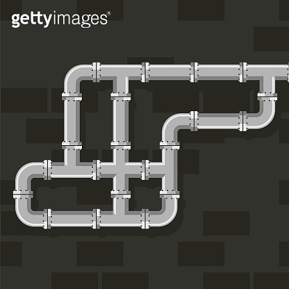 Pipe line for water, gas and oil vector art. Tube lines for plumbing ...