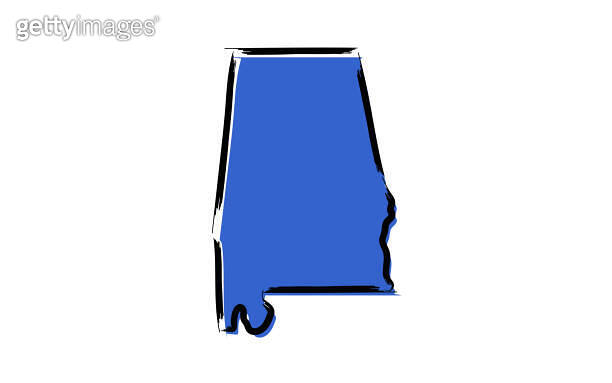 Blue sketch map of Alabama 이미지 (1016585942) - 게티이미지뱅크