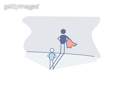 Character with a super hero shadow representing success in life ...