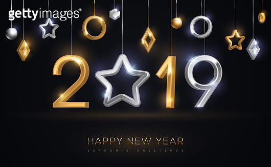 2019 numbers with star on black 이미지 (1044899558) - 게티이미지뱅크