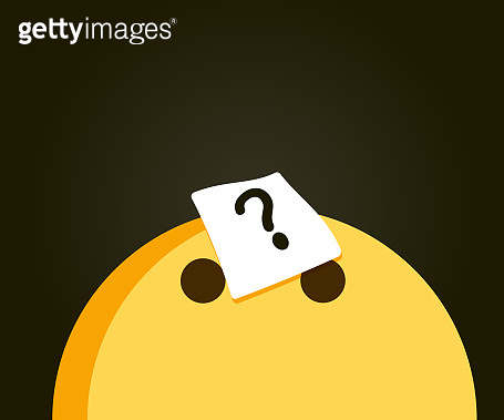 Cute emoji looking up at a question mark indicating a problem. Problem ...