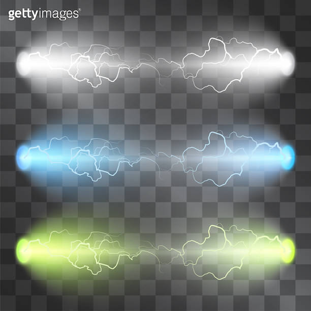 Discharge light effect vector set isolated on transparent background ...