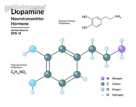 Dopamine Hormone. Neurotransmitter. Structural Chemical Molecular ...