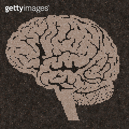 Brain composed on tiles, brain mosaic effect. 3d rendering 이미지 ...