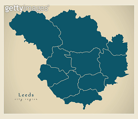 Modern City Map - Leeds city of England with boroughs UK 이미지 (951136968 ...