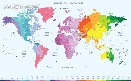vector high detailed world time zones map (917175218) - 게티이미지뱅크