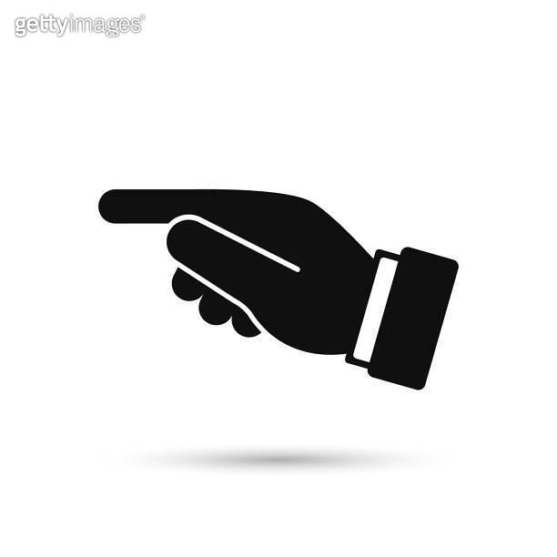 Point finger direction black icon. Man hand gesture pictogram. Vector ...