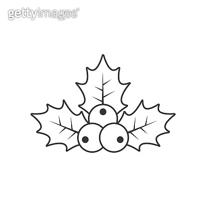 Holly berry Christmas outline icon. Vector contour illustration ...