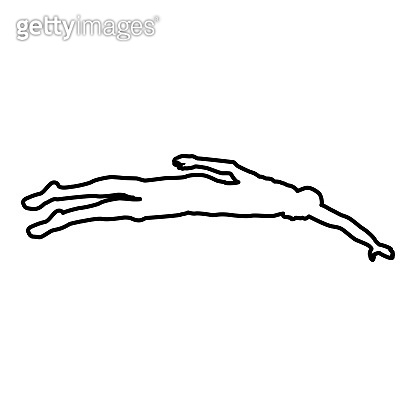 Sportsman swimming Man floats crawl silhouette icon black color ...