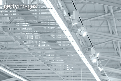 structure of metal industrial roof with skylights and exhibition ...