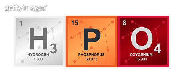 Vector symbol of Phosphoric acid H3PO4 compound consisting of hydrogen ...