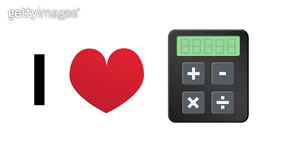 I love math vector icon of calculator and heart 이미지 (1058322700) - 게티이미지뱅크
