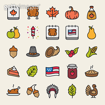 Thanksgiving Minimal Color Flat Line Stroke Icon Pictogram Symbol ...