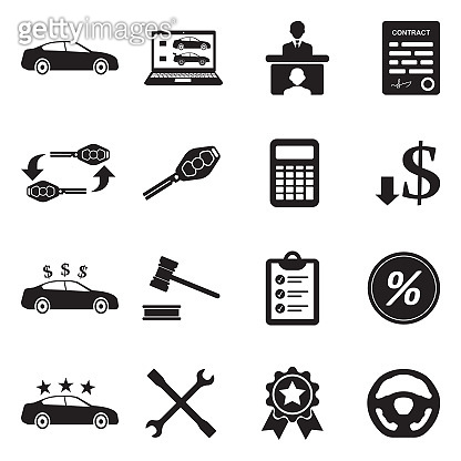 Car Dealer Icons. Black Flat Design. Vector Illustration. 이미지 ...