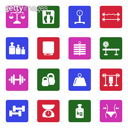 Weight Icons. White Flat Design In Square. Vector Illustration. 이미지 ...