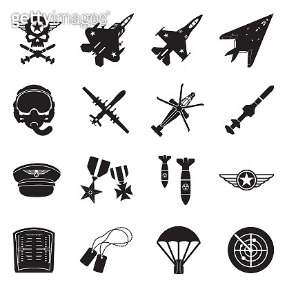 Air Force Icons. Black Flat Design. Vector Illustration. (938986536 ...