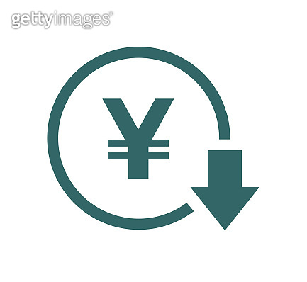 Cost reduction- decrease icon. Vector symbol image isolated on background 이미지 (1043689724) - 게티이미지뱅크
