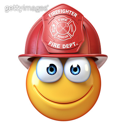 Fireman emoji isolated on white background, firefighter emoticon 3d ...
