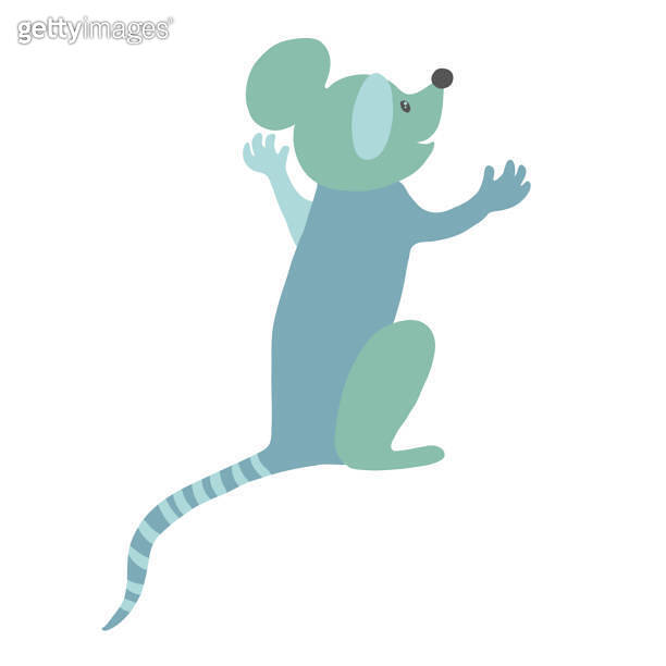 Mouse character with arms raised, back view 이미지 (1066922584) - 게티이미지뱅크