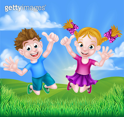 Cartoon Kids Jumping for Joy 이미지 (999926010) - 게티이미지뱅크