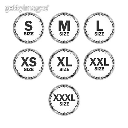 set icons symbols size clothing, literal measurement standard clothing ...