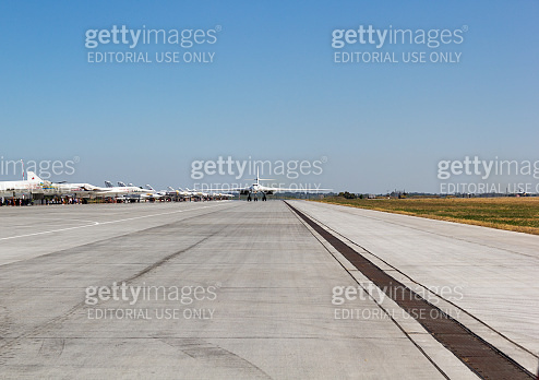 Day of the Air Fleet. Military aircraft at a military airfield on the ...