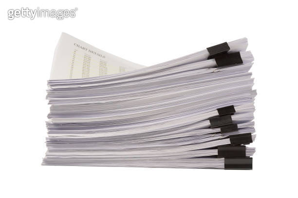 Stack of business papers isolated on white background 이미지 (1013994318 ...