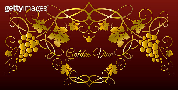 Pattern of golden vines. Grapevine decorative elements. (1045274148 ...