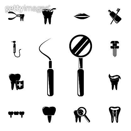 mirror and dentist's denture icon. Detailed set of Dental icons ...